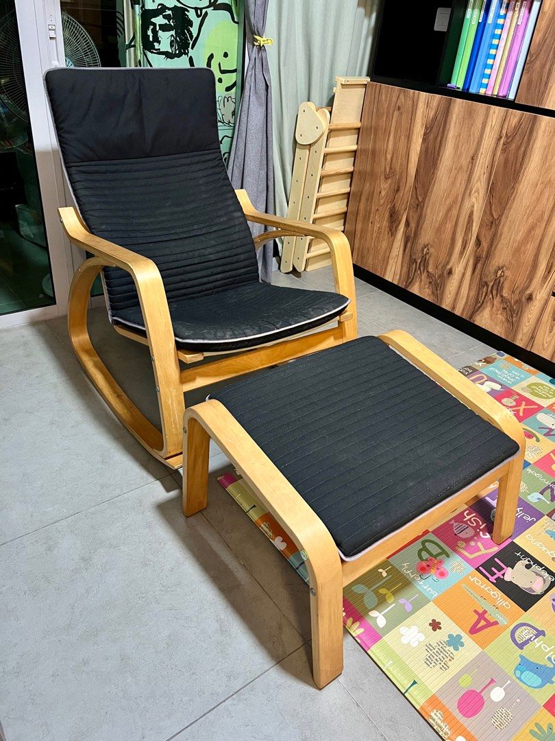 Ikea Rocking Chair with Matching Footstool, Furniture & Home Living ...
