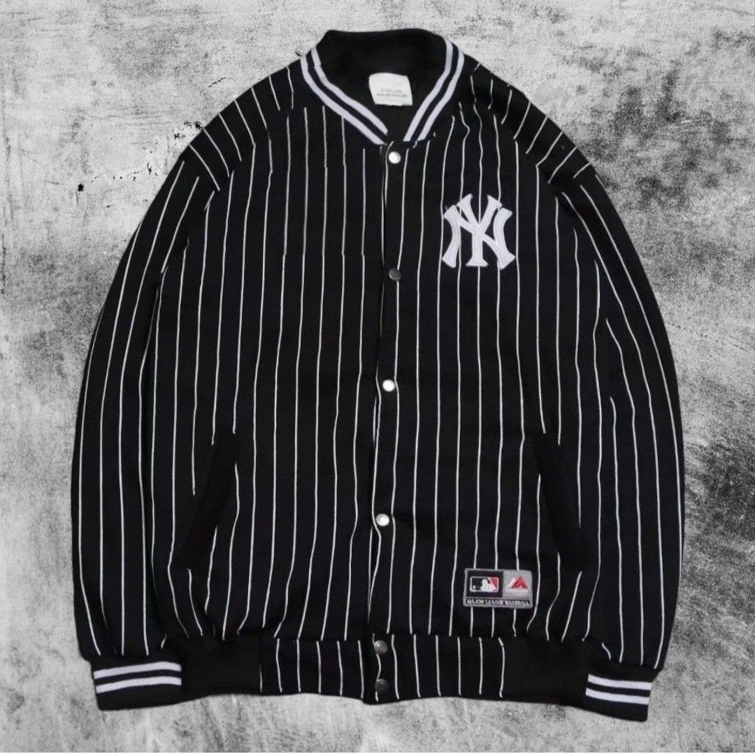 Jaket Varsity MLB New York Yankees Hitam Stripes, Fesyen Pria, Pakaian ...
