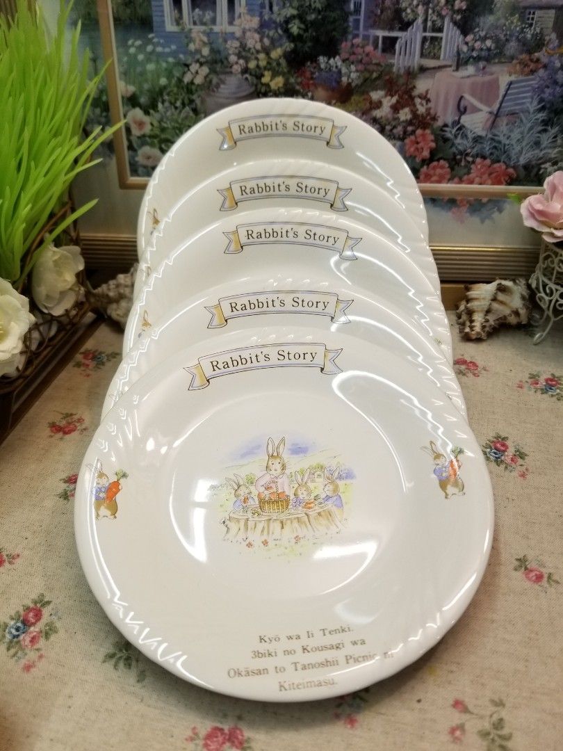 Japan Rabbit Story dessert plate 5pcs, Furniture & Home Living ...