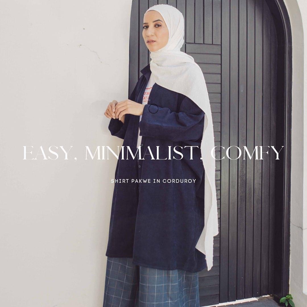 kaifiyyah pakwe corduroy dark blue, Women's Fashion, Muslimah Fashion ...