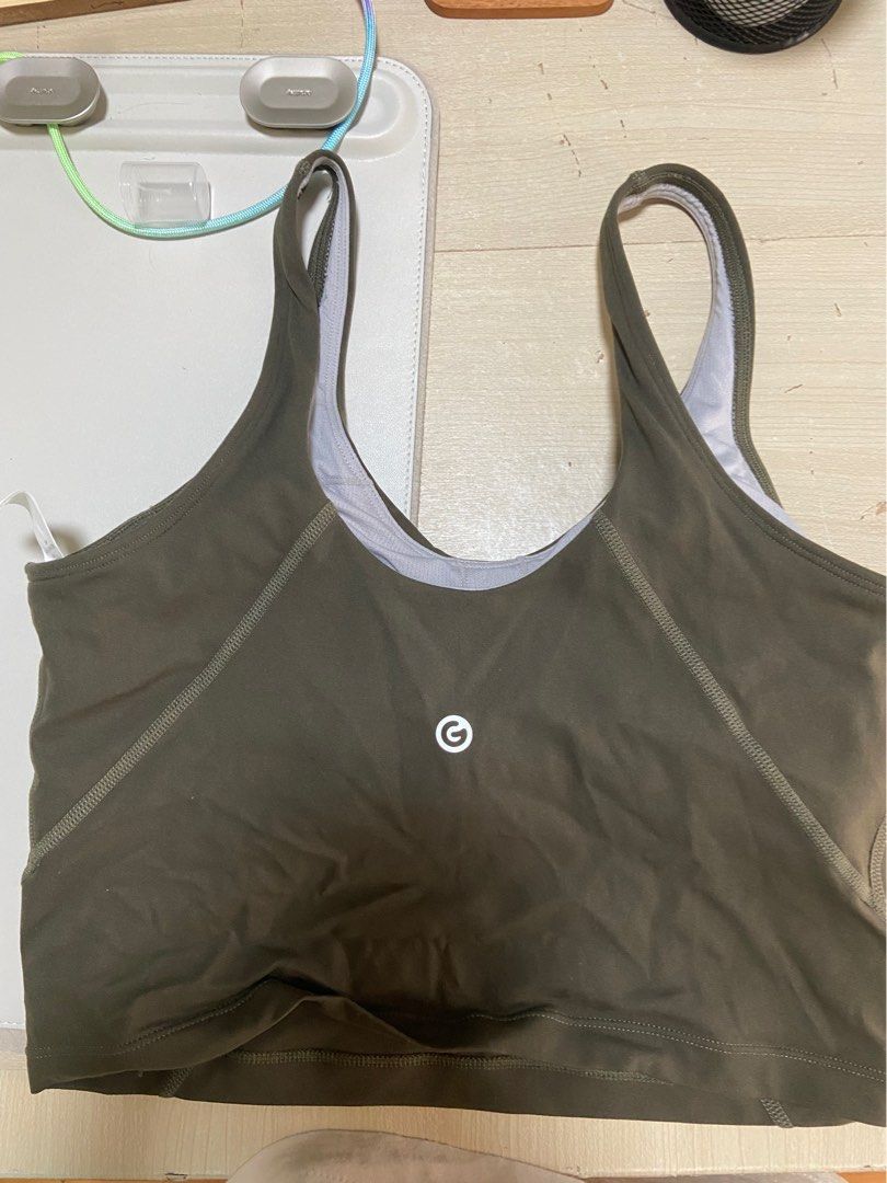 Olive Green Tank Glowmode, Women's Fashion, Activewear on Carousell