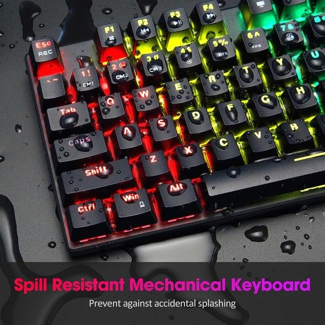 PICTEK PC244a Wired Gaming Keyboard Mechanical Keyboard RGB LED Backlit ...