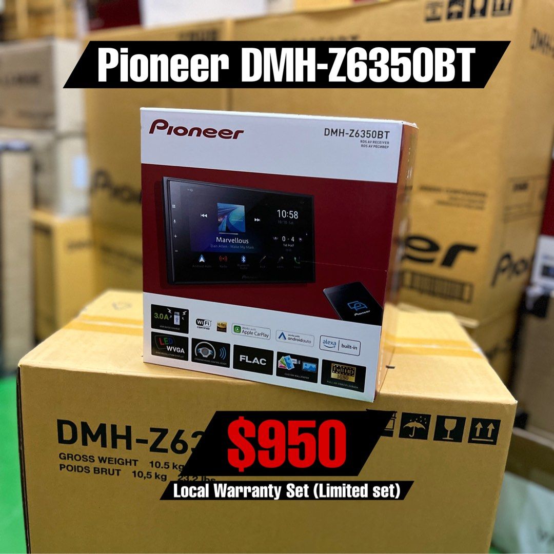 Pioneer DMH-Z6350BT 6.8" Multimedia Player Wireless/Wired Carplay Android Auto, Car Accessories ...