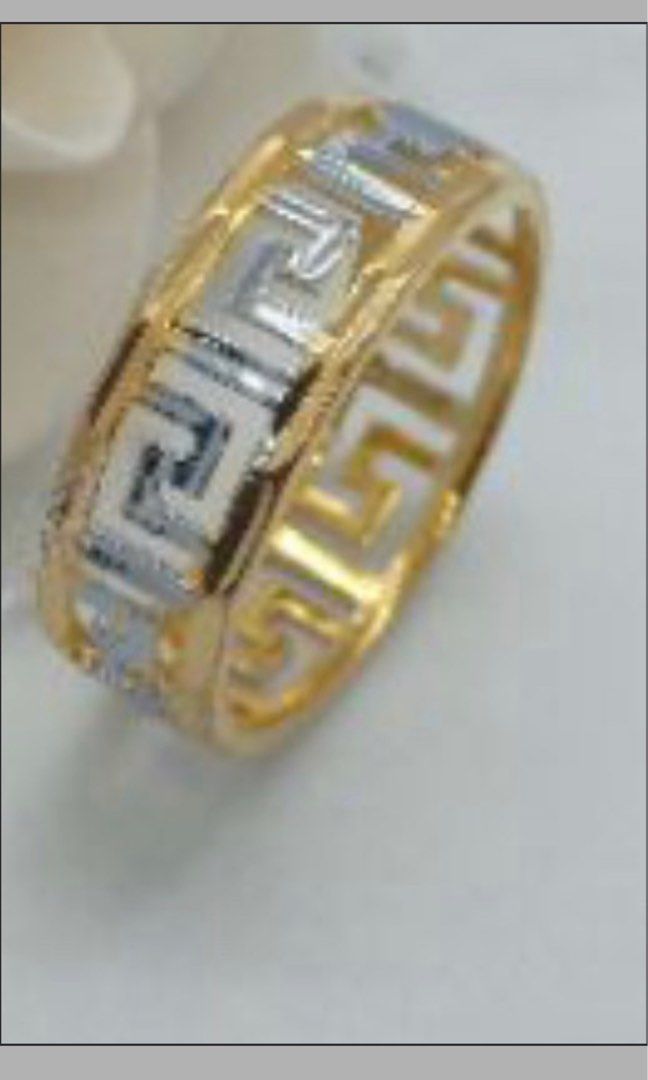 RING premium 916 Gold plated Mix gold Viral ring with engraved chop 916 ...