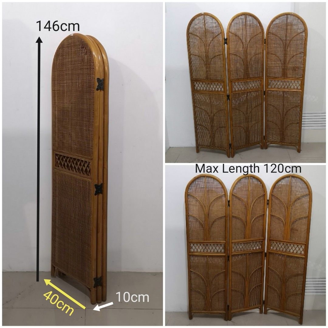 Rattan partition / divider, 3 panels, Furniture & Home Living ...