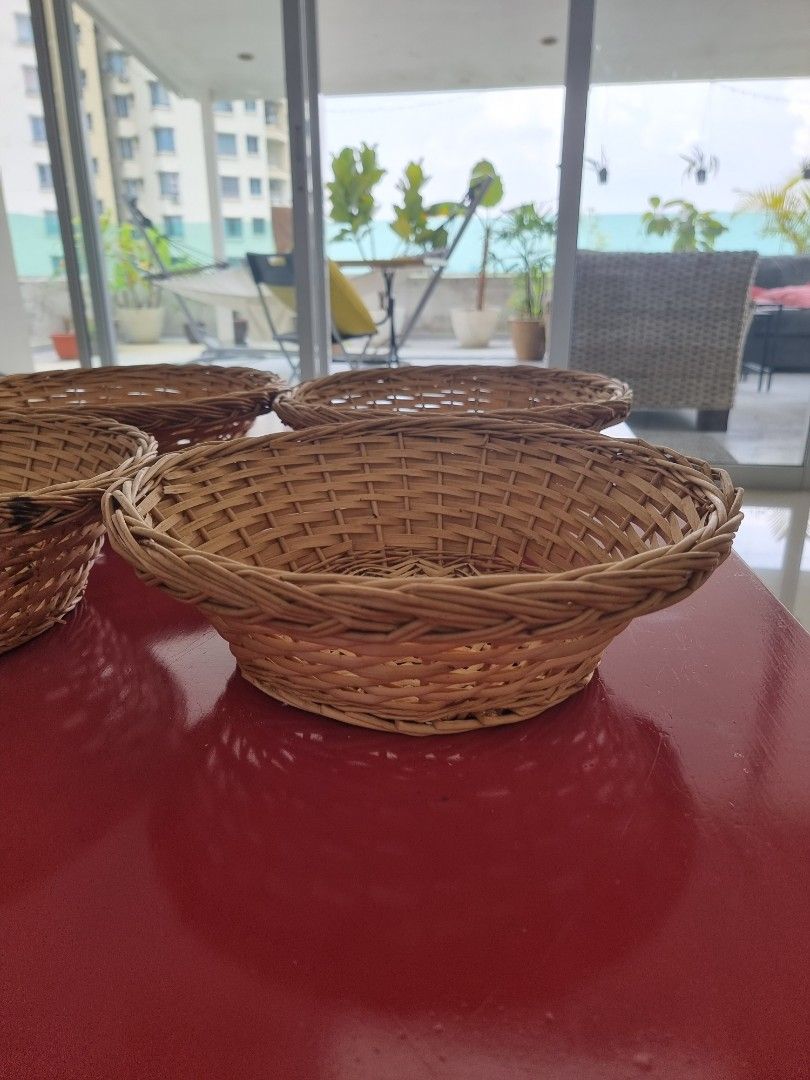 Set of 4 rottan basket, Furniture & Home Living, Kitchenware ...