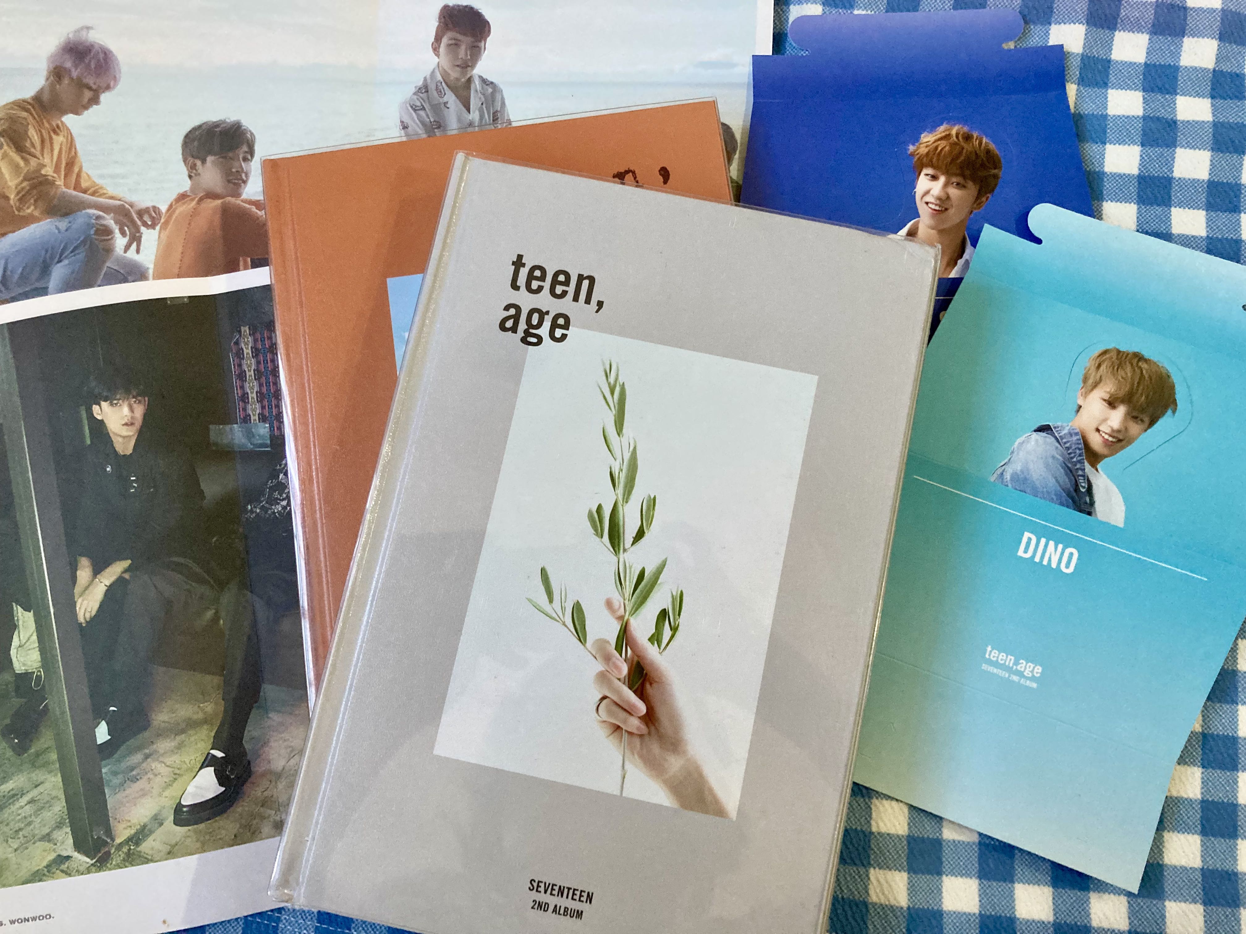 Seventeen svt Teen Age white orange album The8 Dino with poster without ...