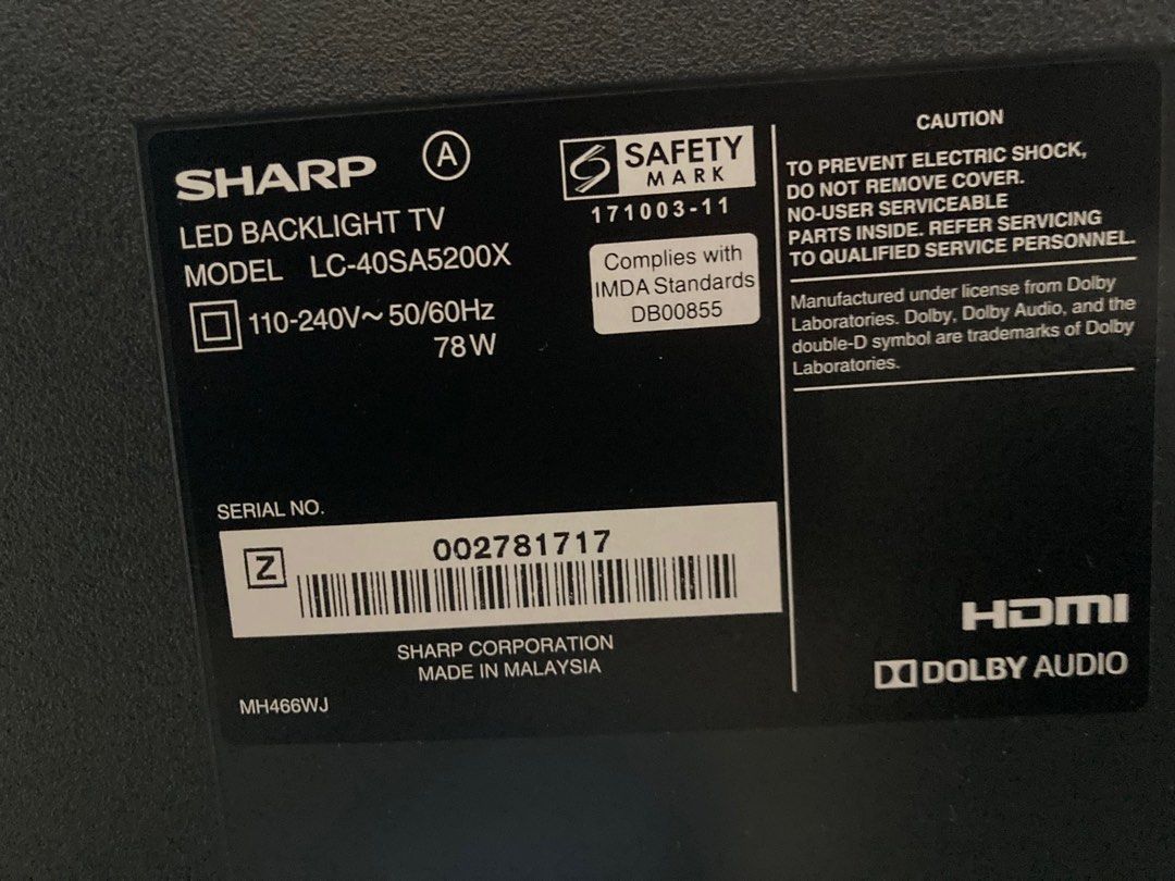 Sharp 40 LED BACKLIGHT TV, TV & Home Appliances, TV & Entertainment, TV ...