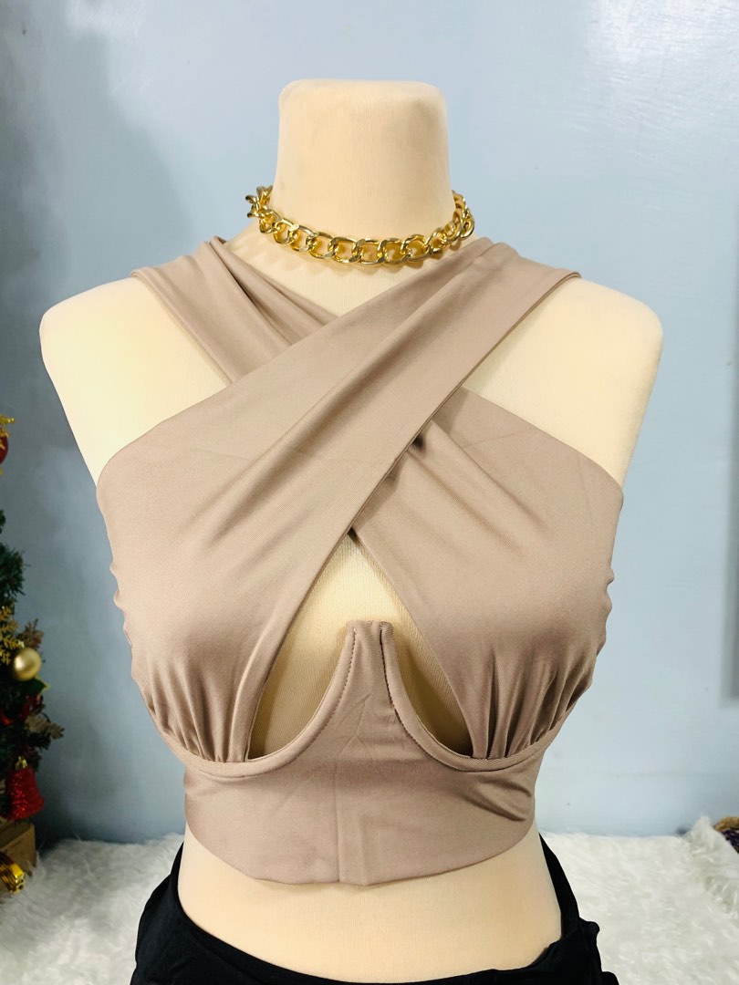 Shein sexy cross top, Women's Fashion, Tops, Others Tops on Carousell