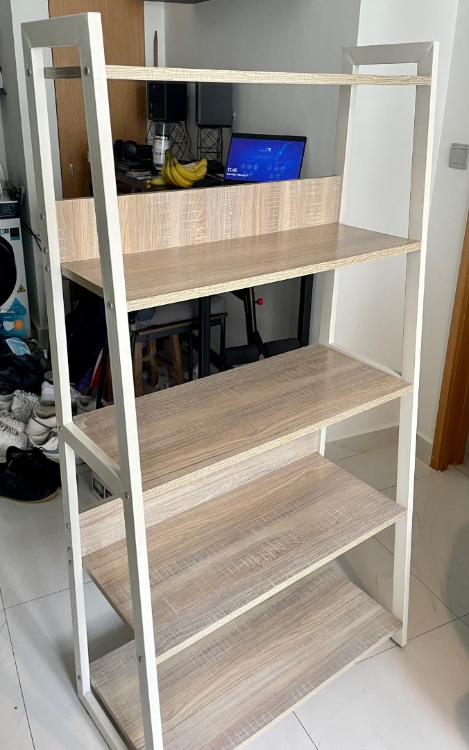 Shelving unit / Kitchen unit / storage unit - white metal and wood ...