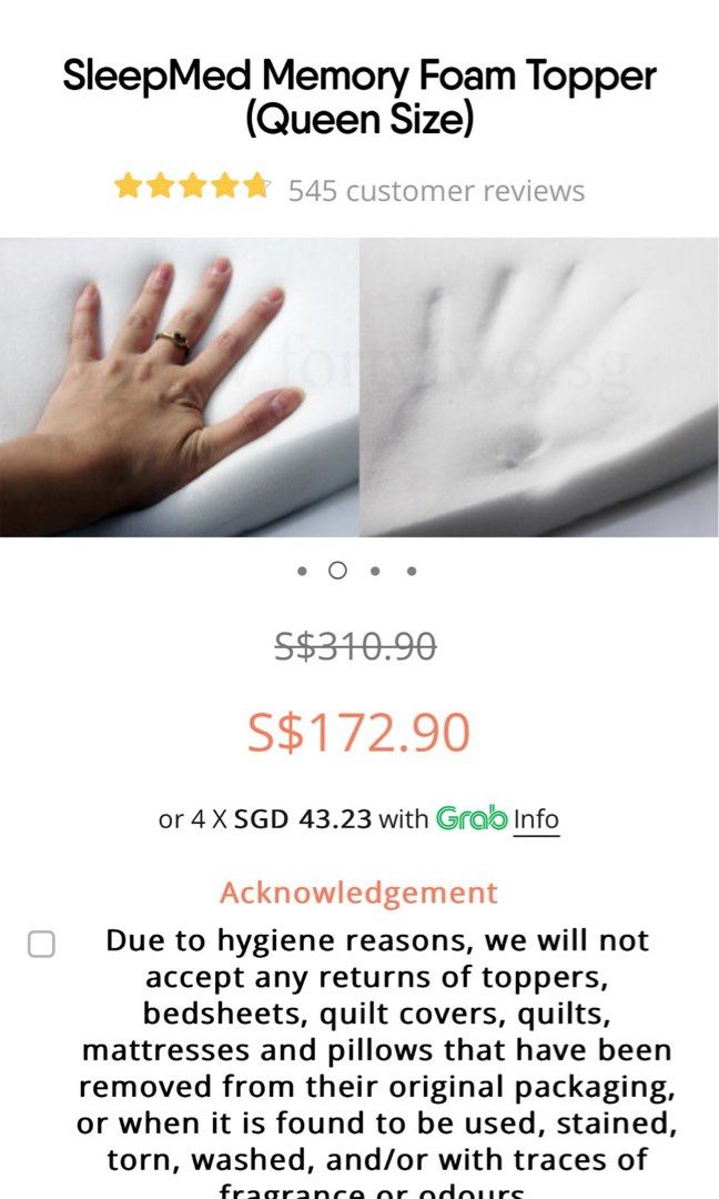 SleepMed Memory Form Mattress Topper (Queen Size), Furniture & Home ...