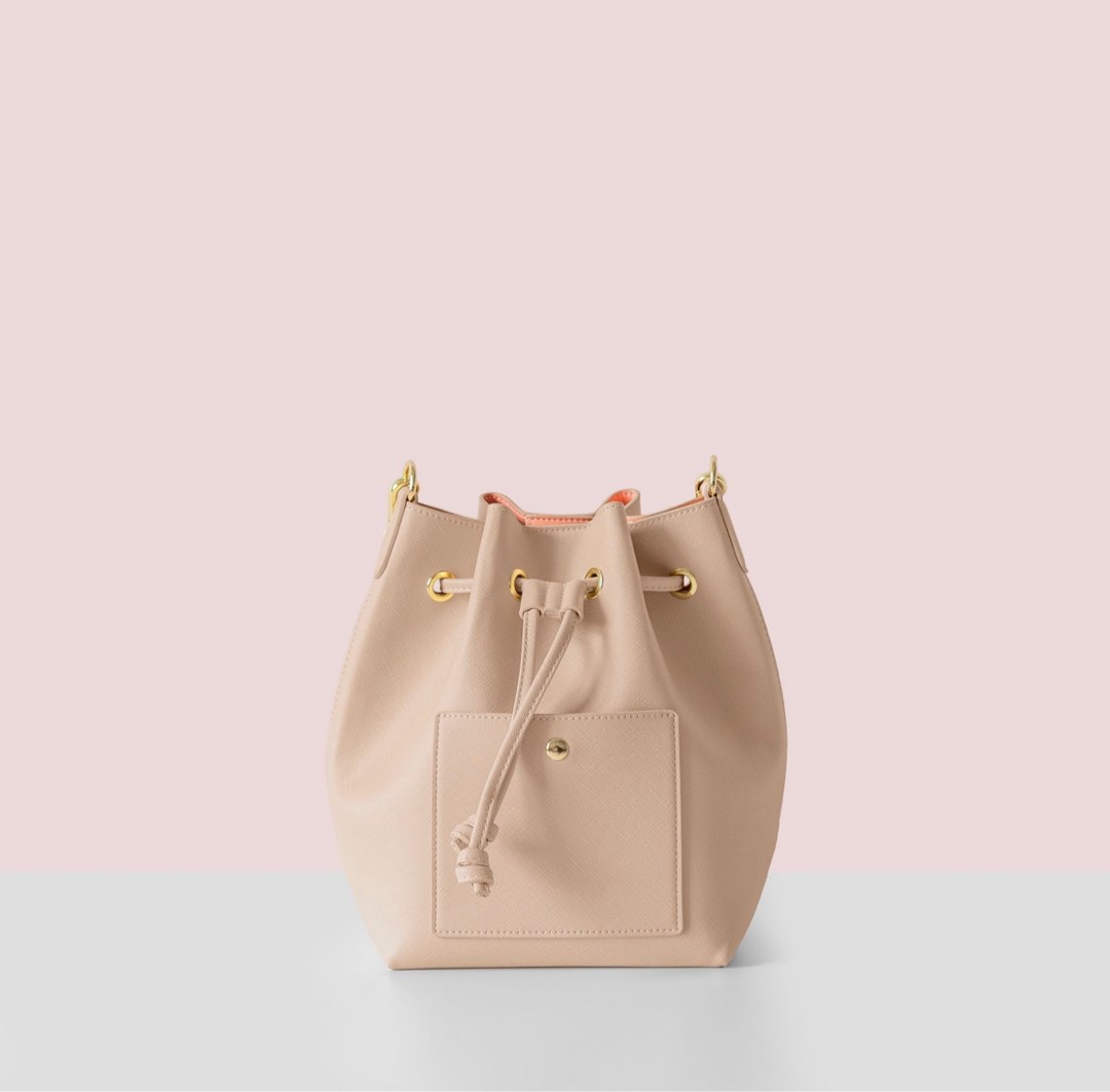 The Sophia Label Mini Carrie Bucket Bag In Cream, Women's Fashion, Bags ...