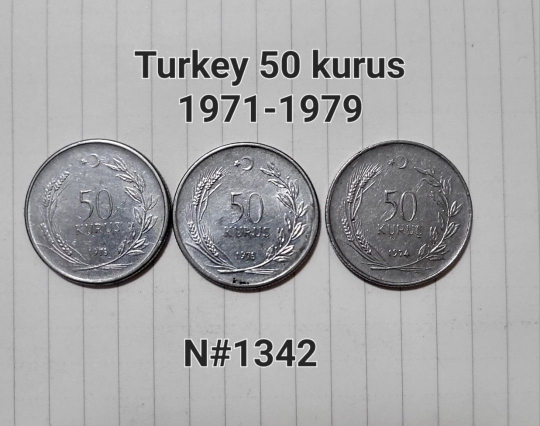 Turkey coin 50 kurus 1971-1979, Hobbies & Toys, Memorabilia ...