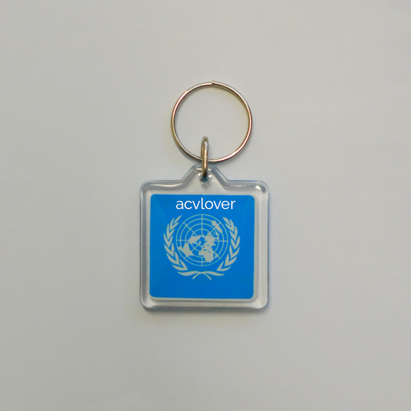 United Nations Flag Logo Emblem Headquarters USA Keychain, Hobbies ...