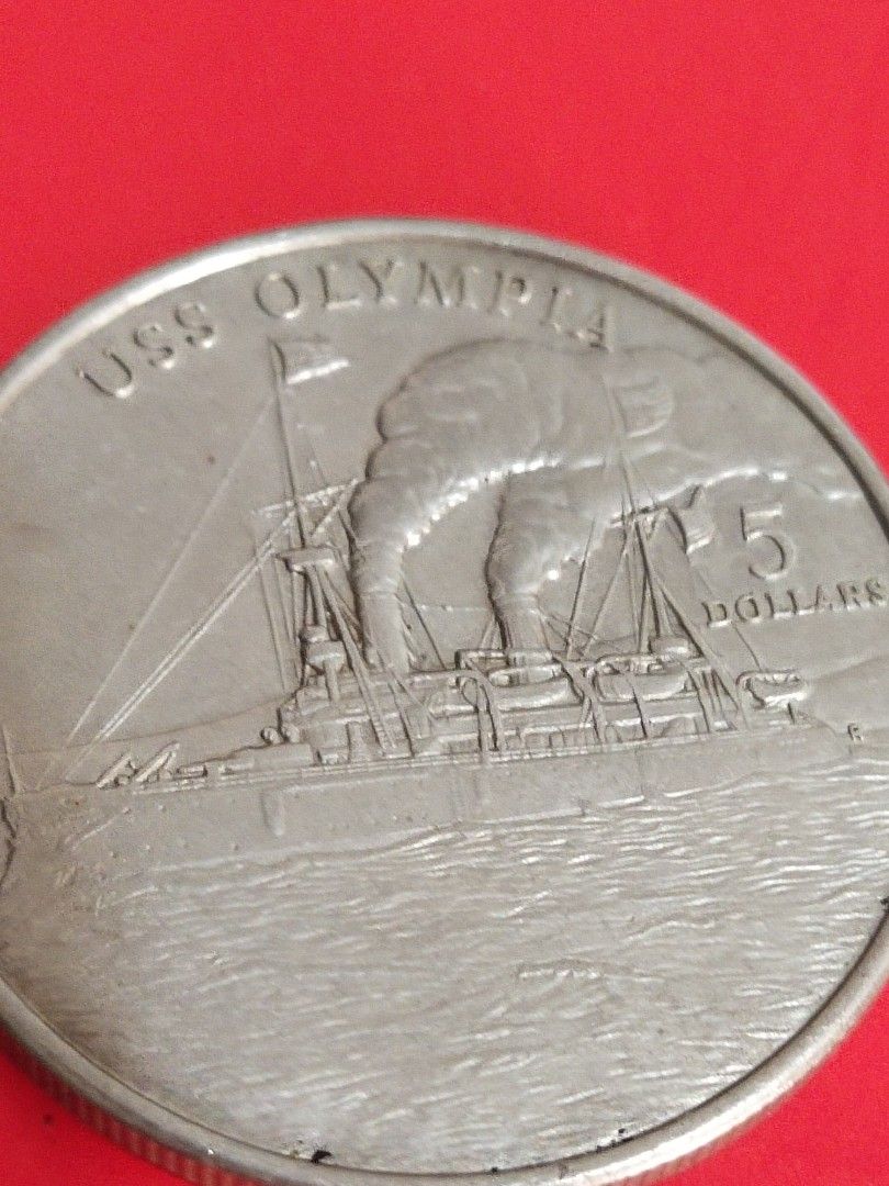 USS OLYMPIA $5.00 coin/1.5 inches in diameter/yr.1998/Nice ...
