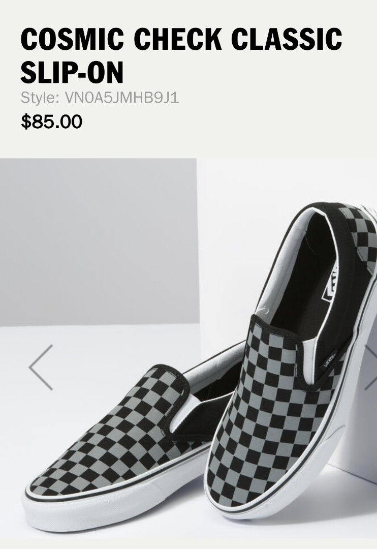 Vans Cosmic check classic slip-on, Men's Fashion, Footwear, Sneakers on ...