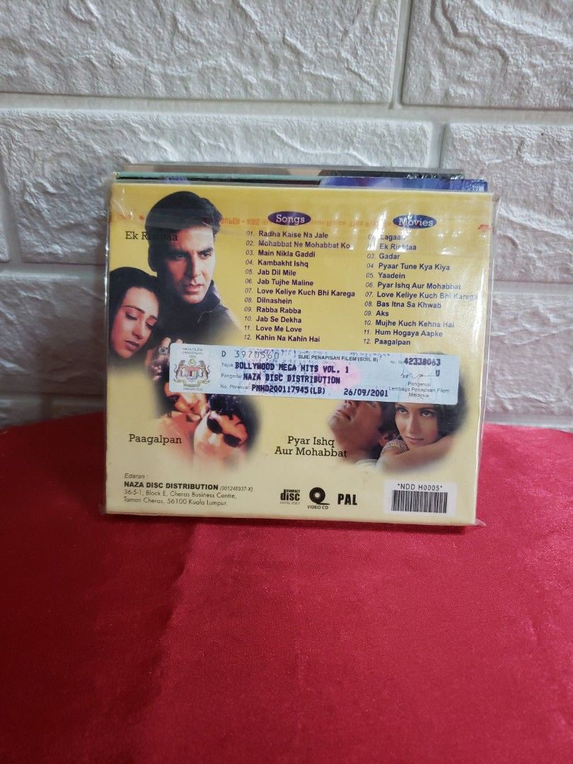 VCD MTV / 2001 - BOLLYWOOD MEGA HITS VOL 1, Hobbies & Toys, Music & Media, CDs & DVDs on Carousell