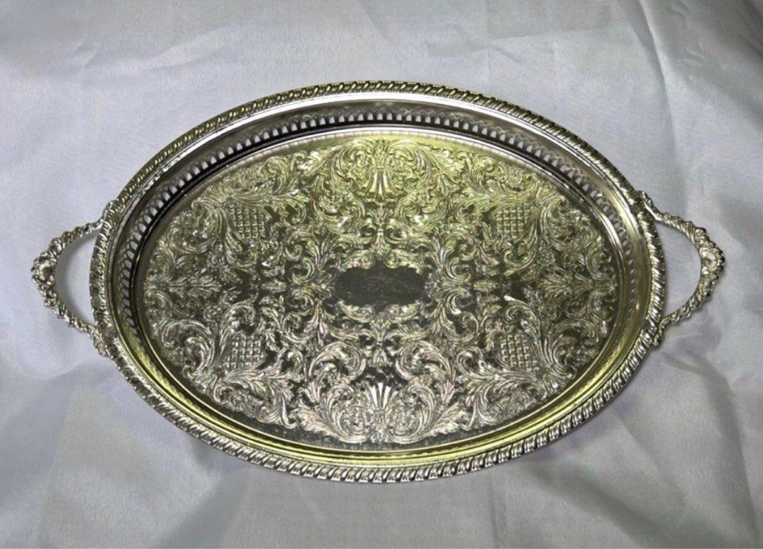 Vintage GRENADIER SILVER PLATED SHINY SERVING TRAY -Made in England ...