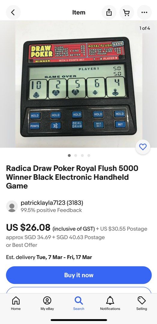 Vintage Retro Handheld Draw Poker by Radica, Hobbies & Toys, Toys ...