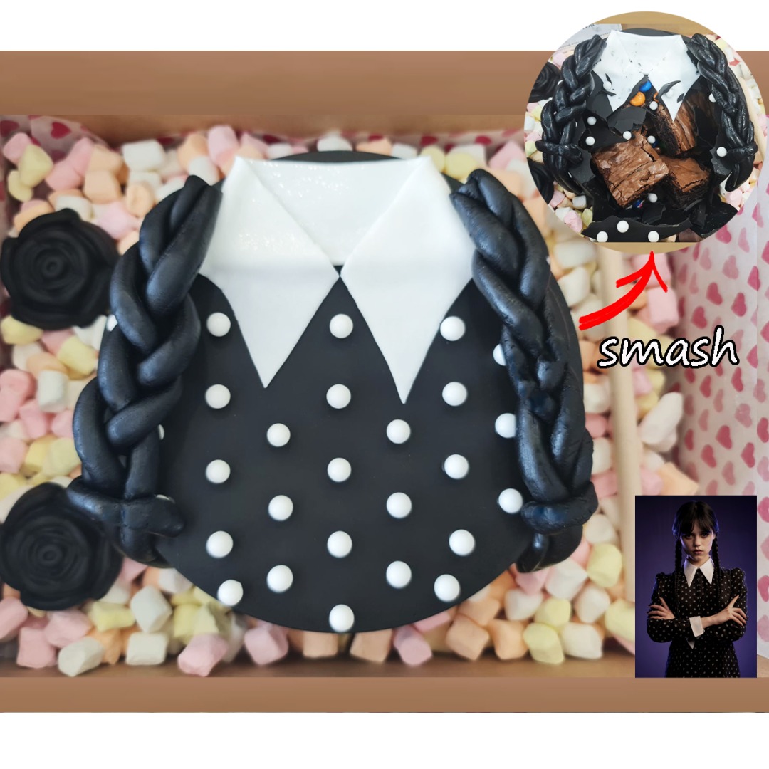 Wednesday Addams Chocolate Smash Pinata Cake, Food & Drinks, Homemade ...