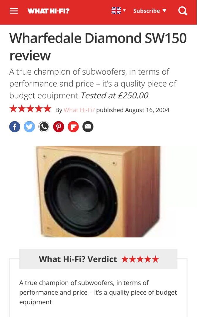 Wharfedale Diamond SW150, Audio, Soundbars, Speakers & Amplifiers on ...