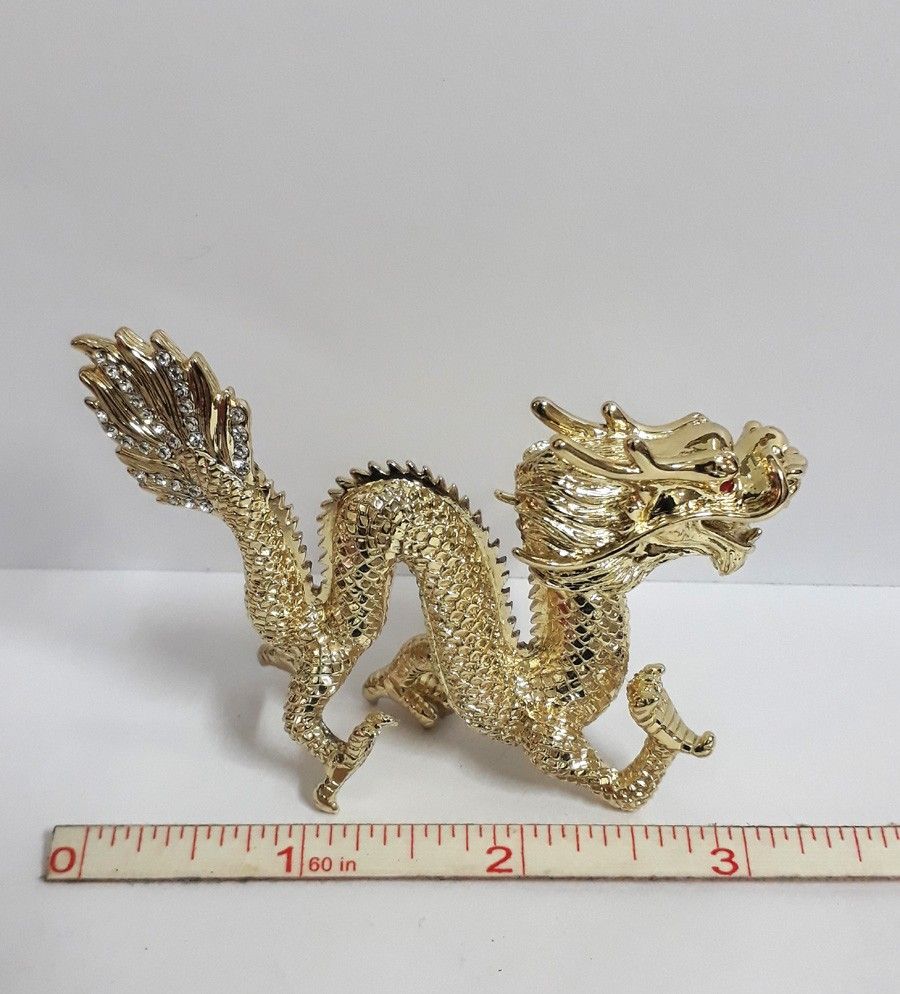 WOF Gold Plated/Bejeweled Fung Shui Dragon, Hobbies & Toys ...