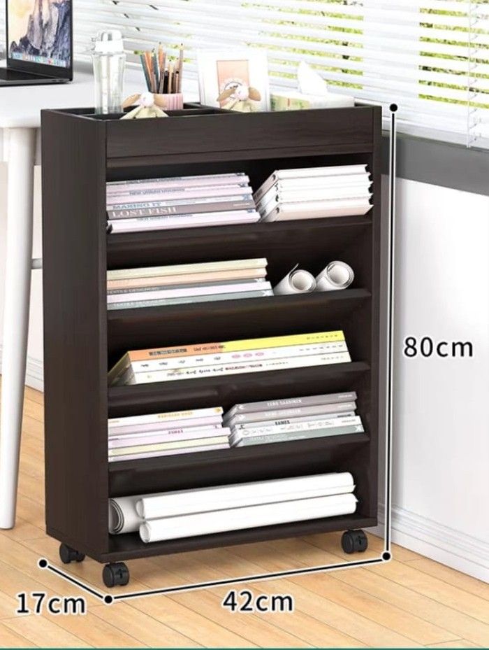 有輪文件木架wooden file rack, 傢俬＆家居, 傢俬, 櫃子、組合櫃及置物架 - Carousell