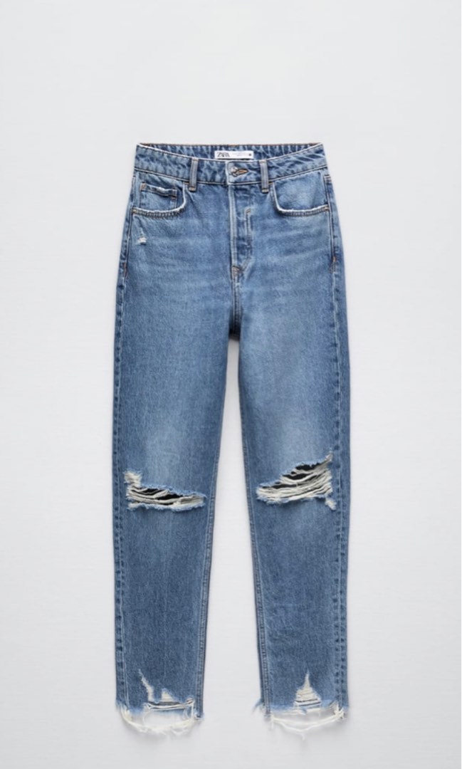 Zara Ripped Mom Jeans Z1975 on Carousell