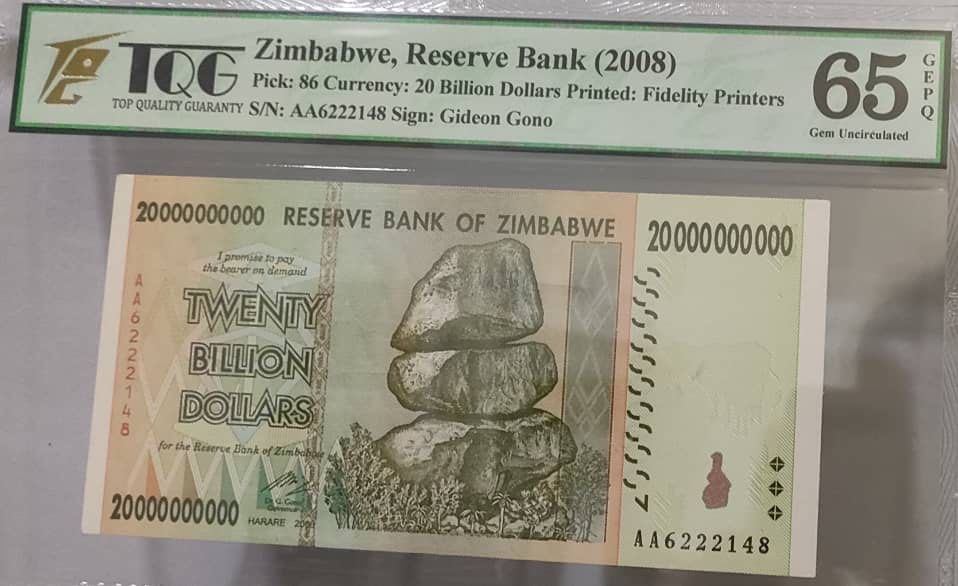Zimbabwe 20 billion dollars with TQQ 65 GEPQ, Hobbies & Toys ...