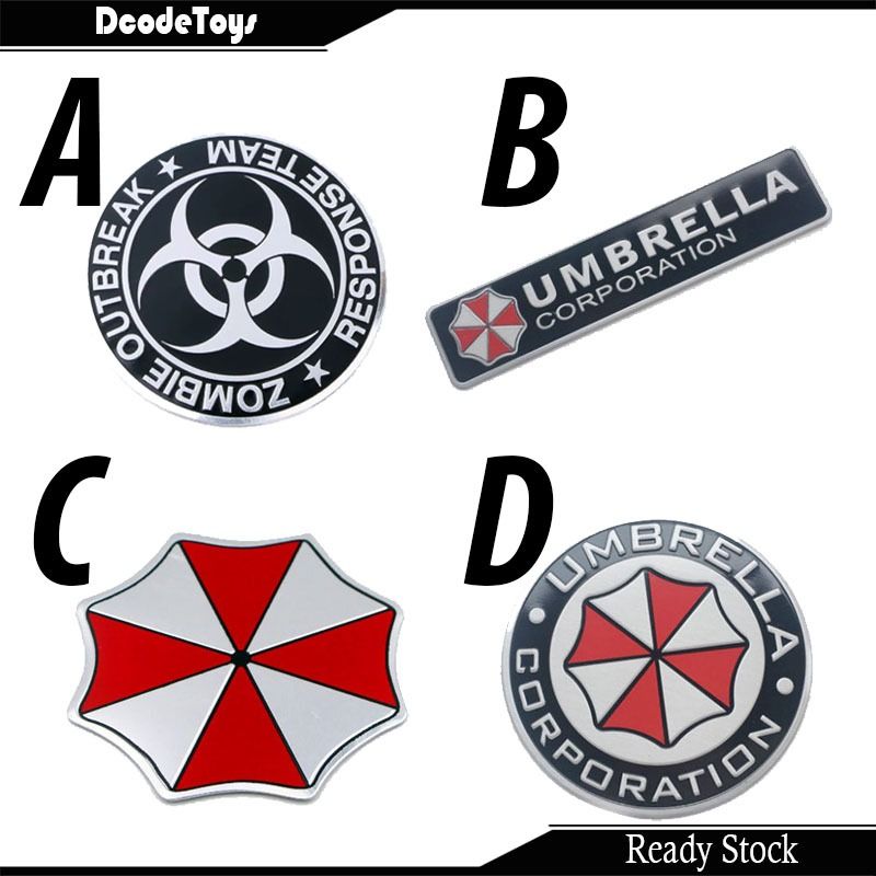 Aluminum 3D Emblem Umbrella Resident Evil Sticker RE Logo Car Auto ...
