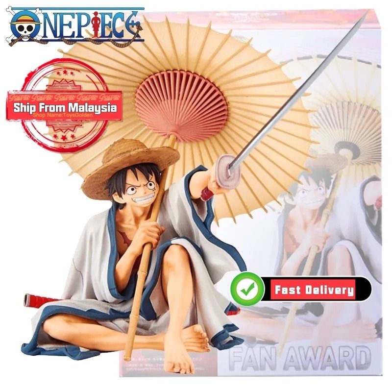 Anime One Piece Holding An Umbrella Luffy Sitting Posture Model PVC ...
