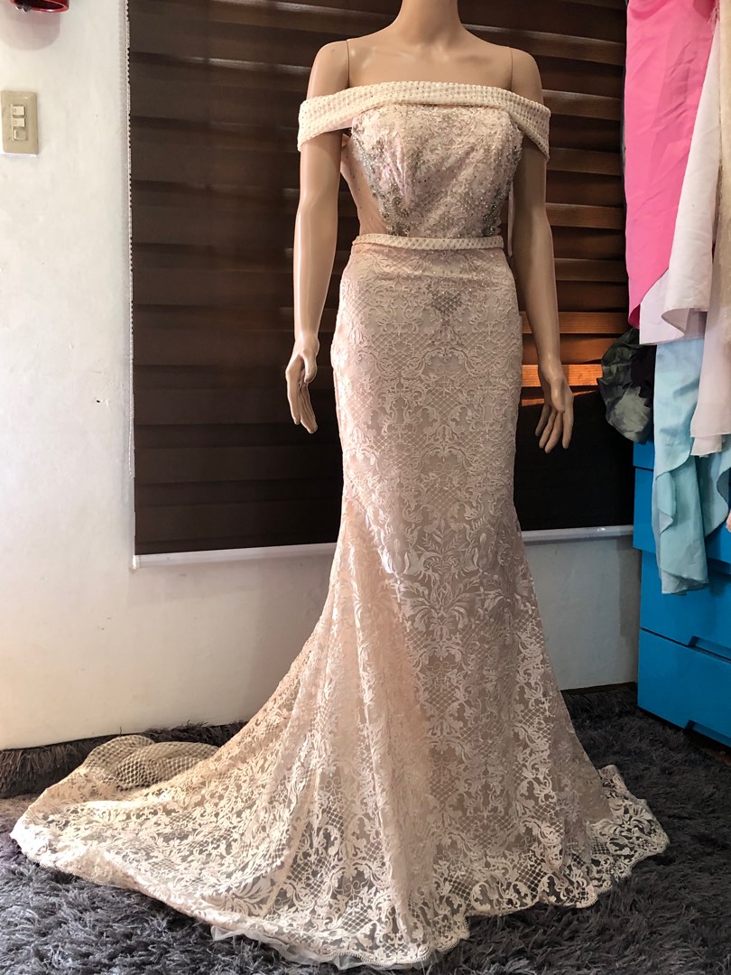 Apricot Long Gown, Women's Fashion, Dresses & Sets, Evening dresses ...