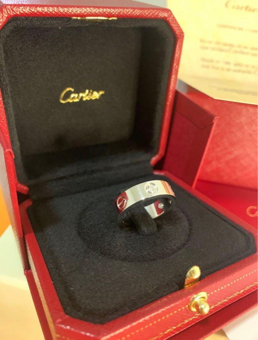 Authentic Cartier Love Ring WG White Gold 3 Three Diamonds, Luxury ...