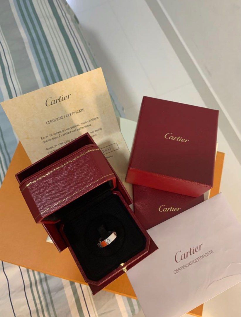 Authentic Cartier Love Ring WG White Gold 3 Three Diamonds, Luxury ...