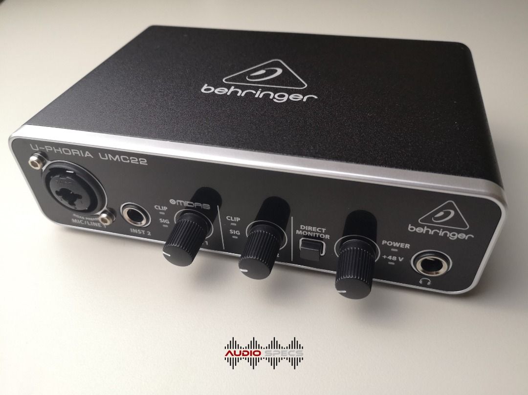BEHRINGER U-PHORIA UMC22 2x2 USB Audio Interface Midas Mic Preamp, TV ...