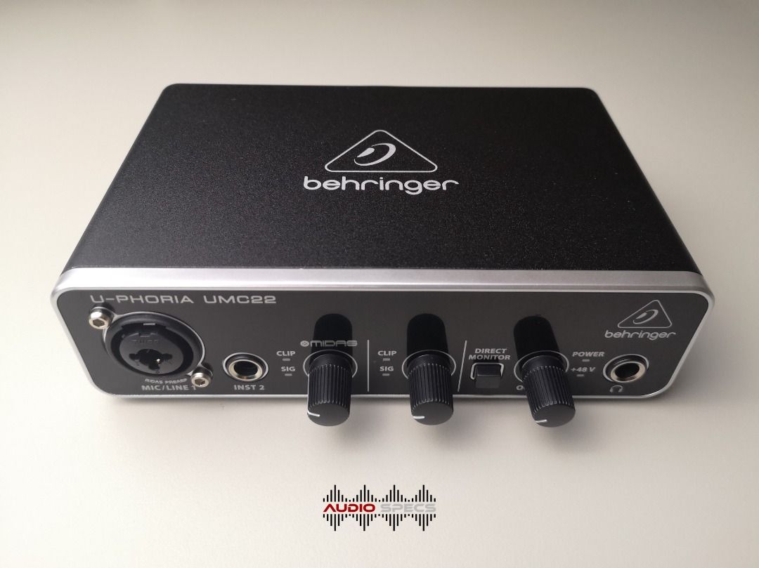 BEHRINGER U-PHORIA UMC22 2x2 USB Audio Interface Midas Mic Preamp, TV ...