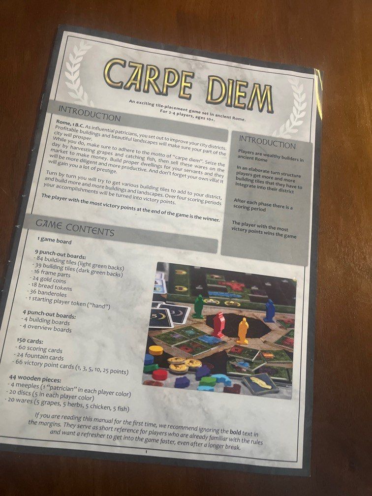 Carpe Diem Strategy Board Game, Hobbies & Toys, Toys & Games on Carousell