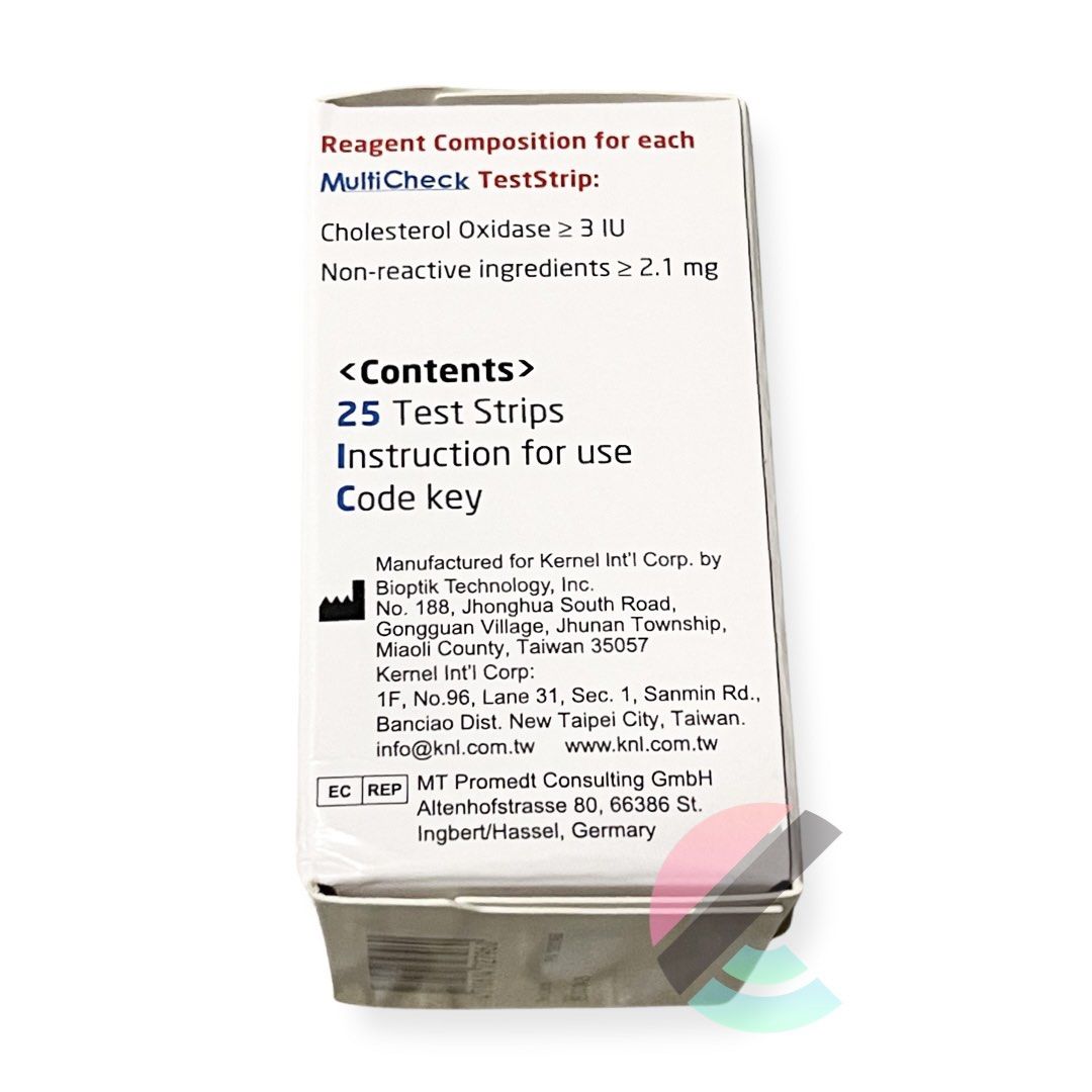 Cholesterol Test Strips For Kernel Multi Check Meter 25's, Health ...