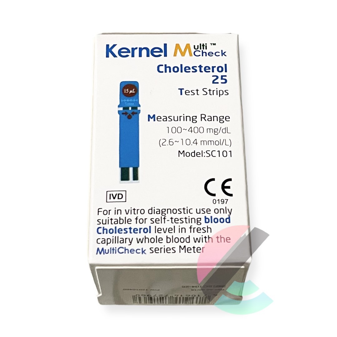 Cholesterol Test Strips For Kernel Multi Check Meter 25's, Health ...