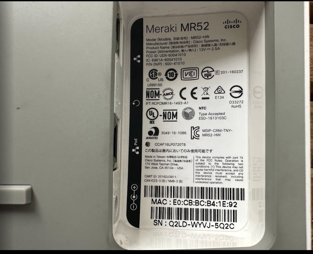 Cisco Meraki MR52, Computers & Tech, Parts & Accessories, Networking on ...