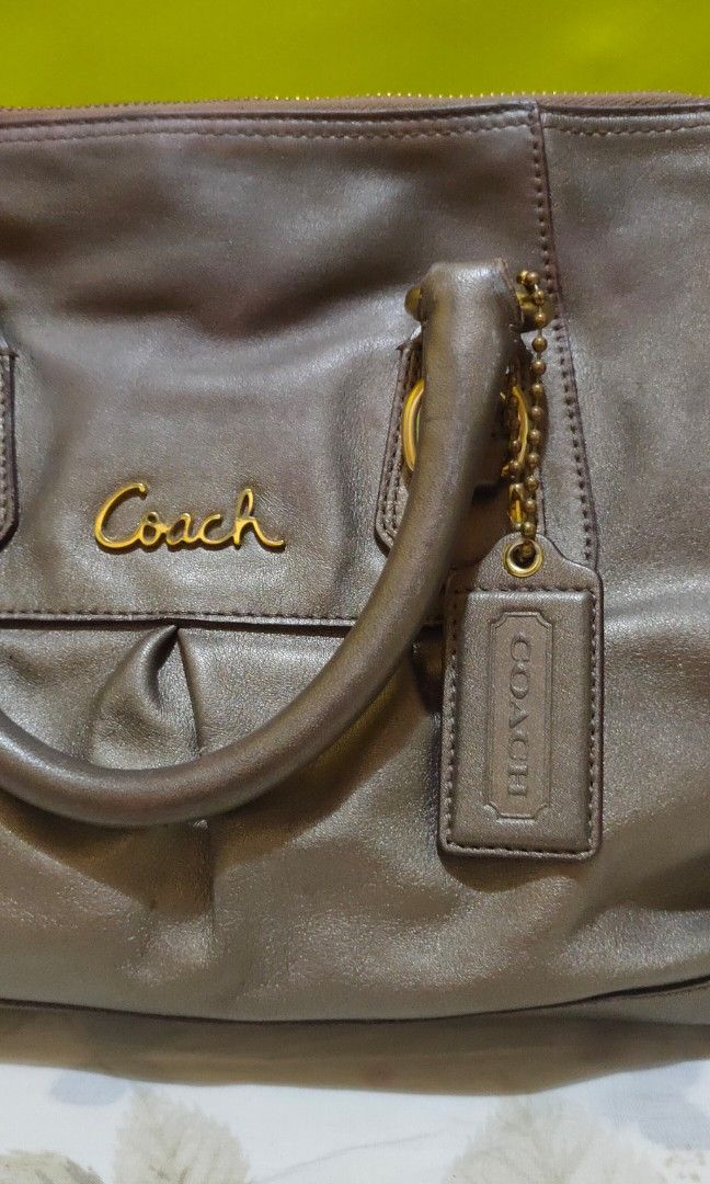 Coach Sabrina Metallic Bronze Satchel, Luxury, Bags & Wallets on Carousell