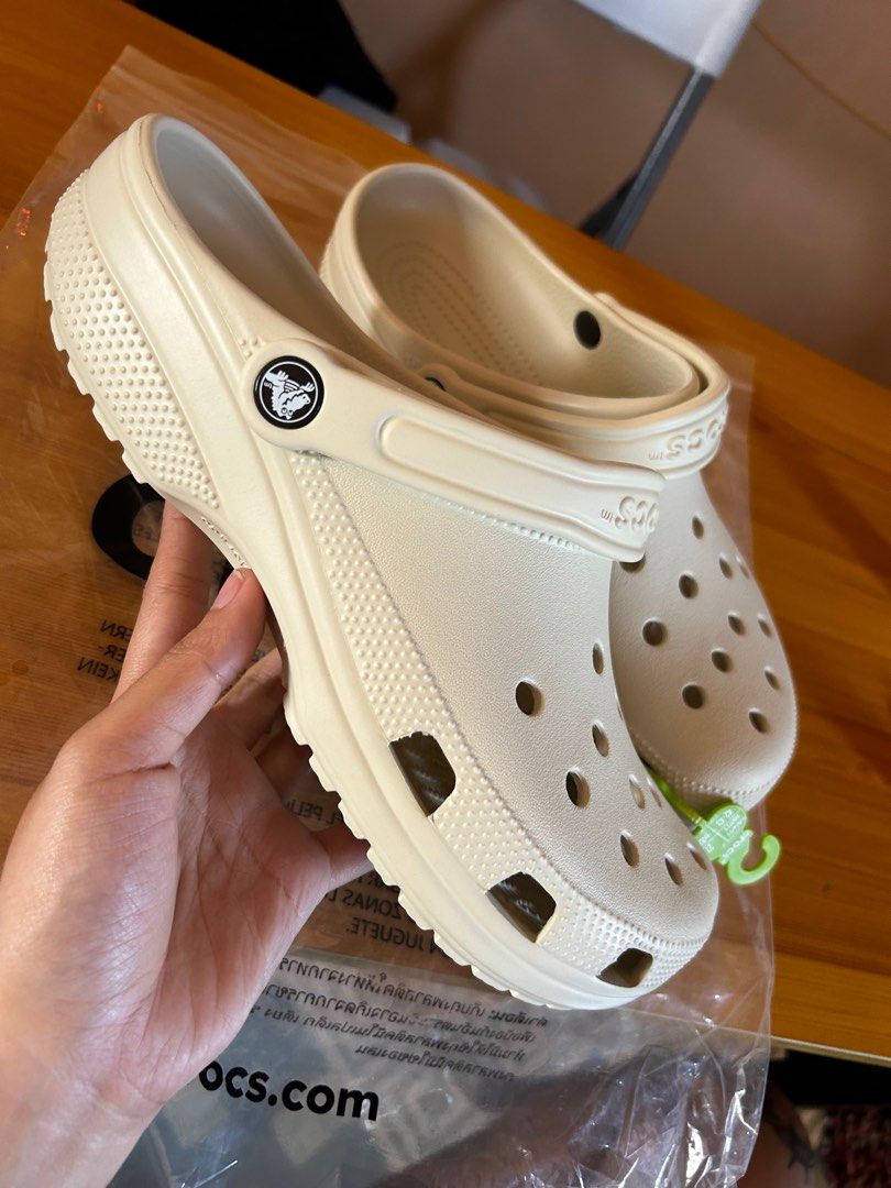 Crocs Classic Bone, Women's Fashion, Footwear, Flats & Sandals on Carousell