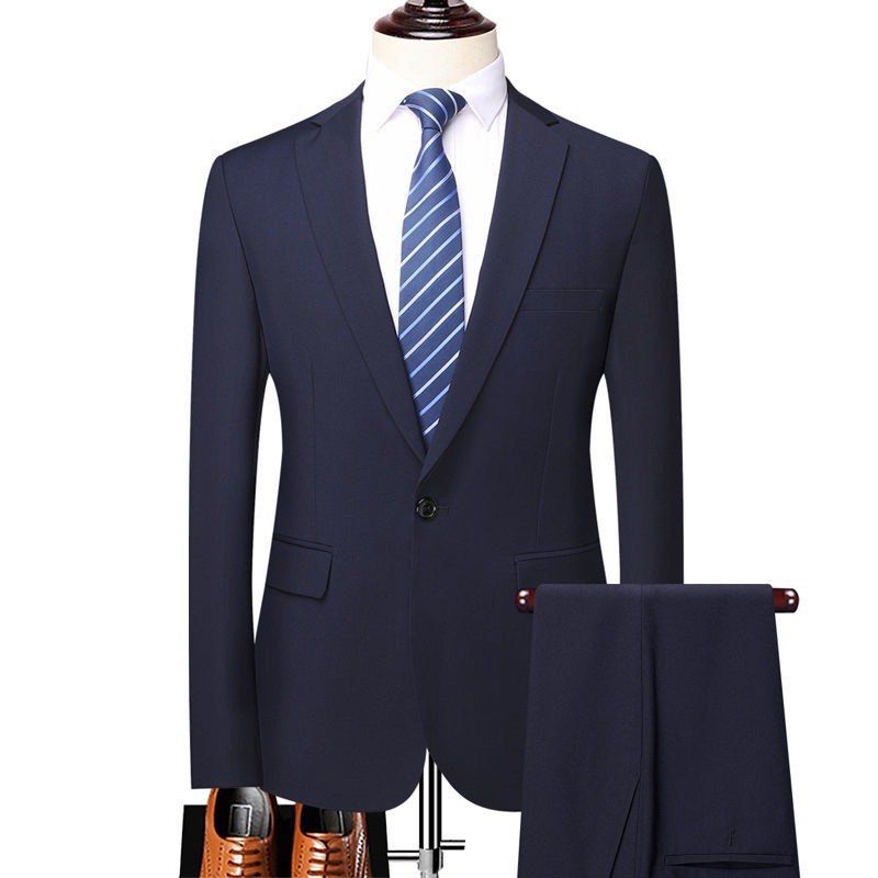 Men Dark Blue Suit - Jacket and Pants, Men's Fashion, Coats, Jackets ...