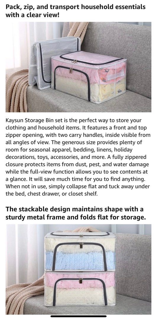 Extra Large Stackable Storage Boxes, Furniture & Home Living, Home ...