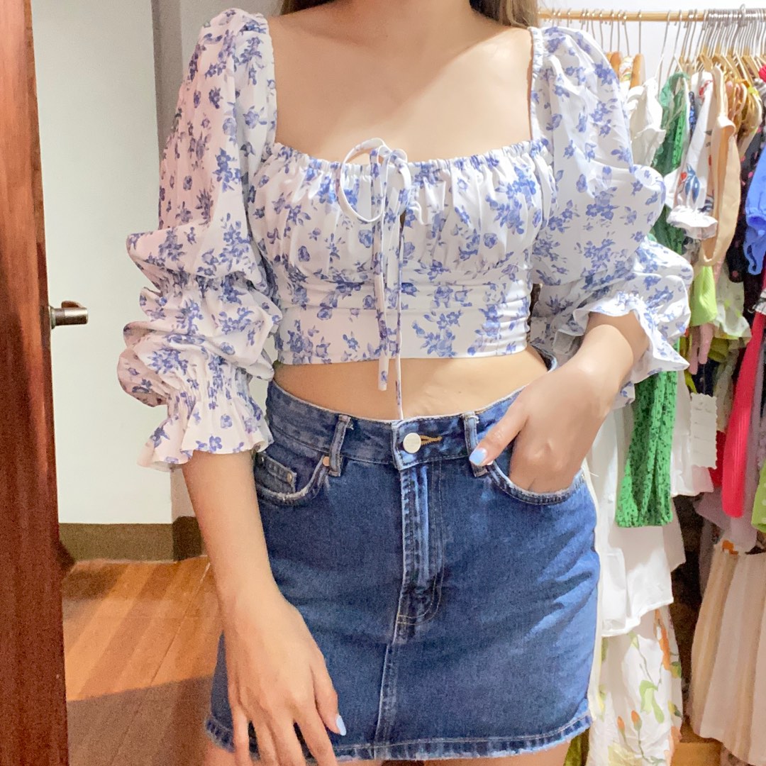 floral crop top / pinterest / zara inspo on Carousell