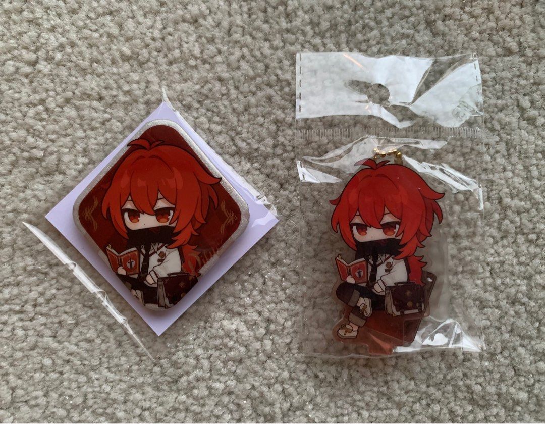 Genshin Impact Official Diluc Clothes Benefit Badge and Standee ...