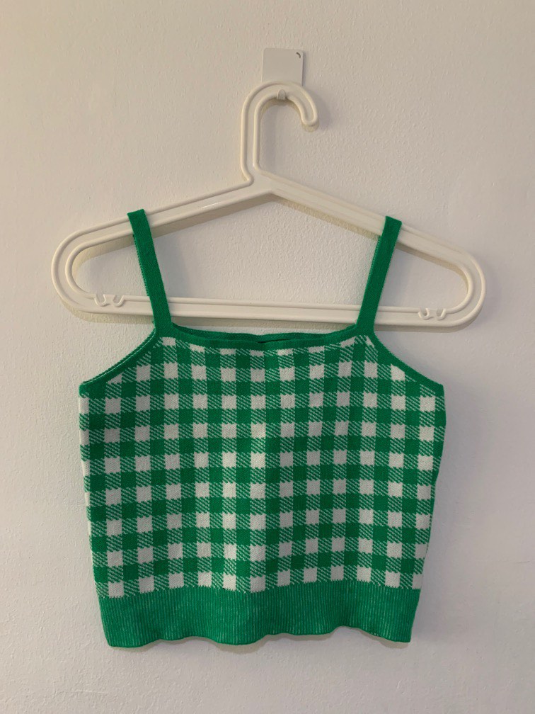 Green checkered top on Carousell