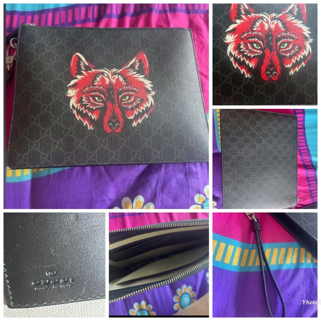 Gucci GG Supreme Wolf Print Bestiary Pouch, Luxury, Bags & Wallets on ...