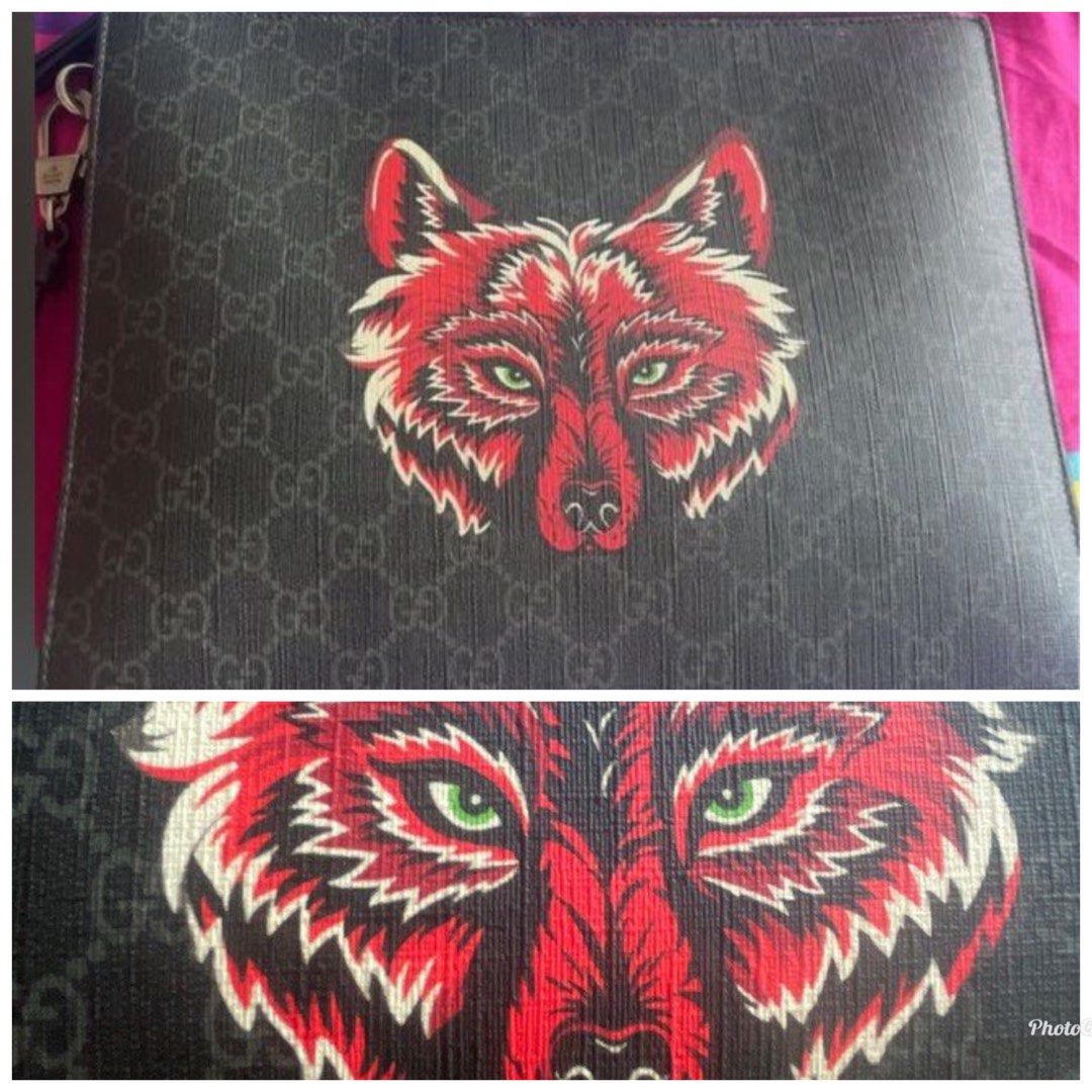 Gucci GG Supreme Wolf Print Bestiary Pouch, Luxury, Bags & Wallets on ...