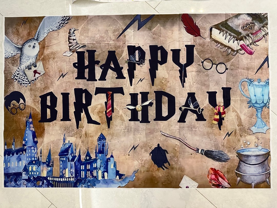 Harry Potter party backdrop and banner, Hobbies & Toys, Stationery ...